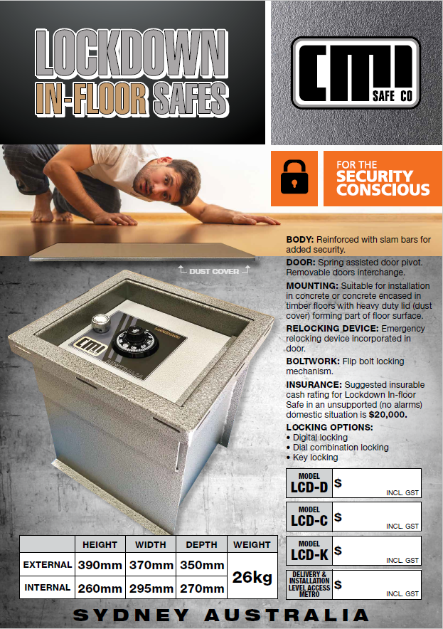 CMI LockDown In Floor Safe LCD-D Digital Lock - Safes Galore