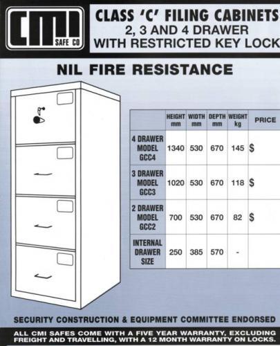 CMI Class C Filing Cabinet 3 Drawer - Safes Galore